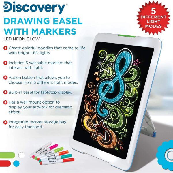 Discovery Kids Neon LED Glow Easel Drawing Board - Crazy Gray Ghost